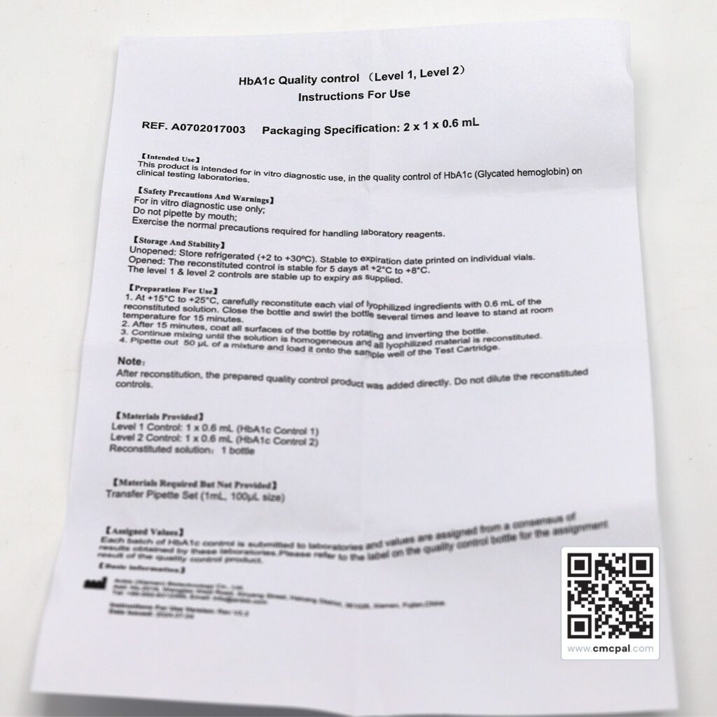 Anbio HbA1c Quality Control – CAT.NO A0702017003 – CMC